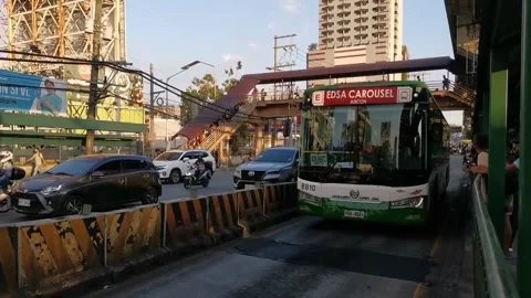 Closeup Look of Passing EDSA Carousel Bu... | Stock Video | Pond5