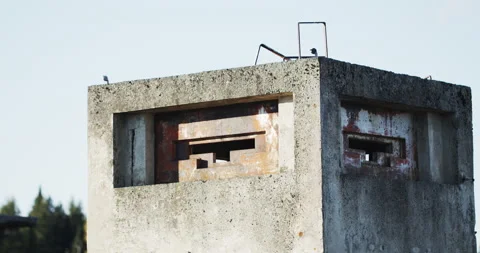 Closeup of a machine gun pill box with t... | Stock Video | Pond5