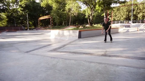 Closeup of man's rollers on the edge of ... | Stock Video | Pond5