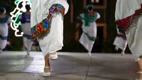 Closeup of men and women dancing a Mexic... | Stock Video | Pond5