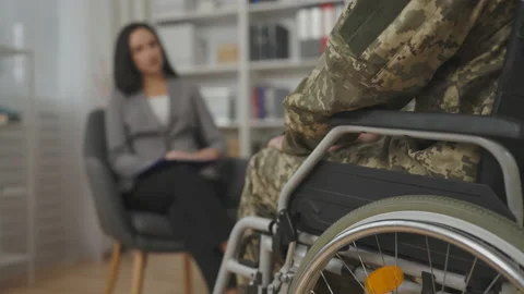 Closeup of military man with disability ... | Stock Video | Pond5