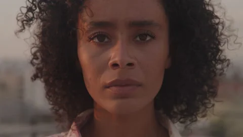 Closeup Portrait of a Stoic Woman with C... | Stock Video | Pond5