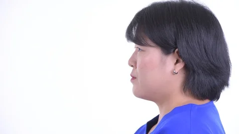 Closeup profile view of happy overweight... | Stock Video | Pond5