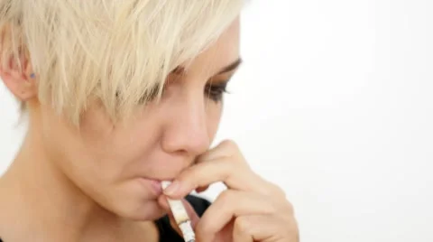 Sad Girl Sitting Smoking Stock Video Footage | Royalty Free Sad Girl ...