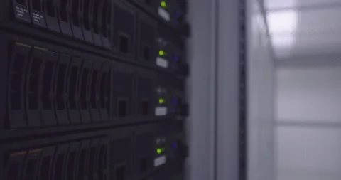 Closeup of server room rack in big data ... | Stock Video | Pond5