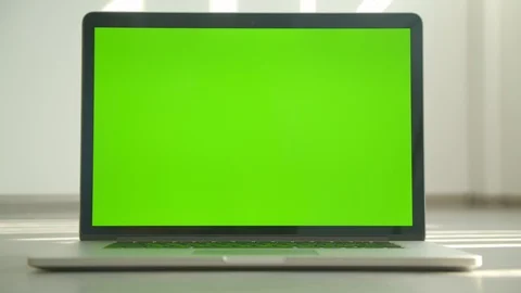 Closeup shoot of laptop with green chrom... | Stock Video | Pond5