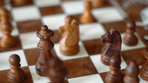Closeup shot of chess pieces on a chess ... | Stock Video | Pond5