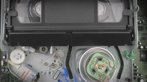 Closeup shot showing inside of a vcr whi... | Stock Video | Pond5