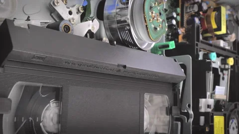 Closeup shot showing inside of a VCR whi... | Stock Video | Pond5