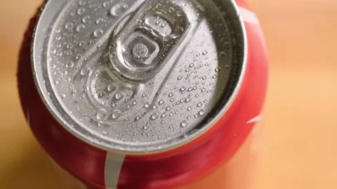 Closeup top view aluminum can of cola, o... | Stock Video | Pond5