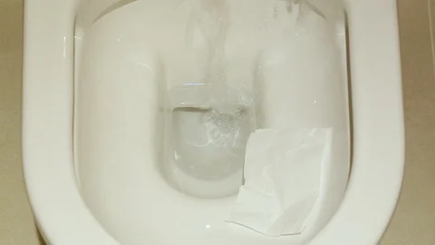 Closeup top view of clean white toilet b... | Stock Video | Pond5