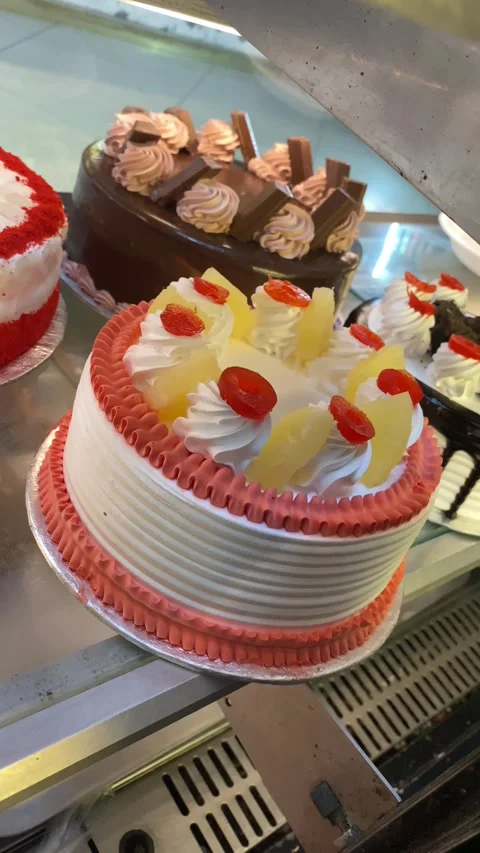 Closeup Top View of Various Sweet Cakes | Stock Video | Pond5