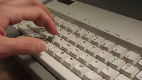Closeup Typing on a 80s 90s Old Computer... | Stock Video | Pond5
