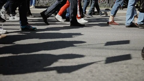 Closeup view of human feet people walkin... | Stock Video | Pond5