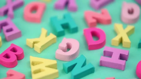 closeup wooden colorful letters of ABC a... | Stock Video | Pond5