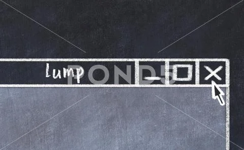Closing browser window with caption lump. Chalk drawing. Concept of ...