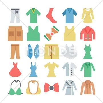 Clothes Colored Vector Icons - Stock Image - Everypixel