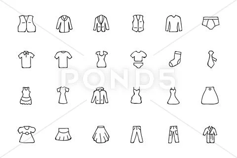 Clothes Hand Drawn Doodle Icons ~ Clip Art #64231815
