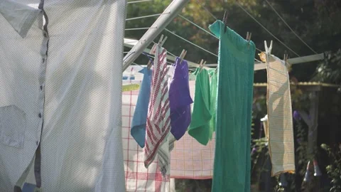 Clothes Hanging On An Outdoor Drying Rac... | Stock Video | Pond5