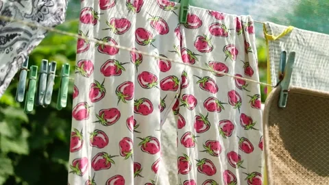 clothes on a rope. Wash clothes on a rop... | Stock Video | Pond5