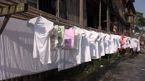 Clothing on washing line, traditional wo... | Stock Video | Pond5
