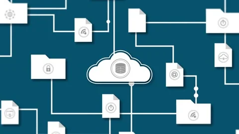 Cloud computing process sharing files in... | Stock Video | Pond5
