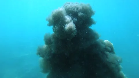 Cloud of dust erupt under the water. Fin... | Stock Video | Pond5