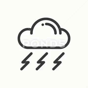 Cloud, sky, rain, storm line simple icon. Weather symbols. Meteorology ...
