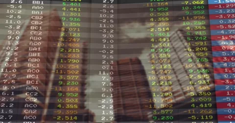 Cloudy sky sparking ticker columns overl... | Stock Video | Pond5