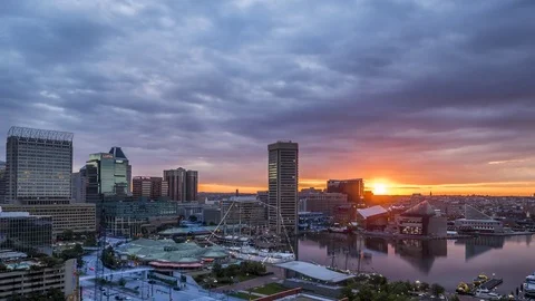 Cloudy Sunrise At Baltimore's Inner Harb... | Stock Video | Pond5