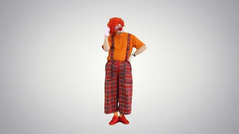 Clown pointing a finger up having and id... | Stock Video | Pond5