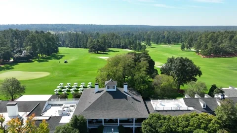 Clubhouse and flags at Augusta National ... | Stock Video | Pond5