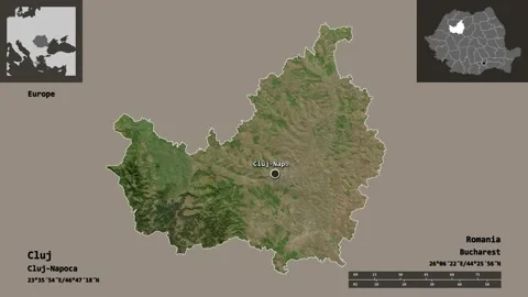 Cluj location. Romania. Satellite map | Stock Video | Pond5