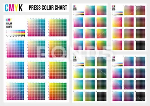 CMYK Press Color Chart. Vector color palette, CMYK process printing ...