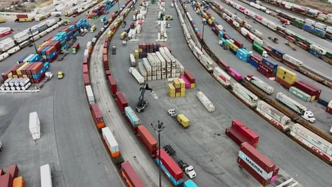 CN Rail Intermodal Rail Container Shippi... | Stock Video | Pond5