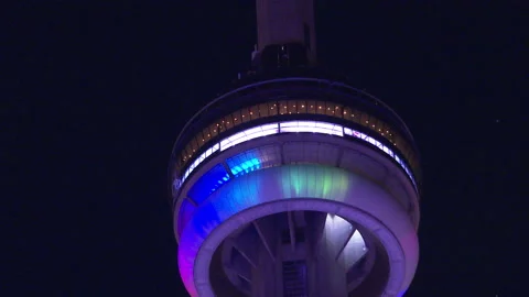 CN Tower Lit Up to Support LGBTQ+ Commun... | Stock Video | Pond5