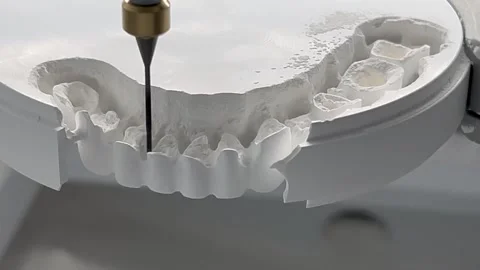 CNC dental milling machine carving out s... | Stock Video | Pond5