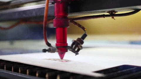 CNC Laser cutting wood. Laser cuts from ... | Stock Video | Pond5