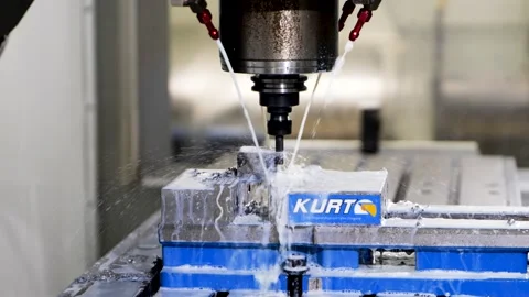 CNC machine milling a square shaped meta... | Stock Video | Pond5