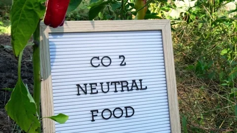 CO2 NEUTRAL FOOD message on background o... | Stock Video | Pond5