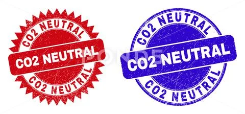 CO2 NEUTRAL Rounded and Rosette Watermarks with Grunge Texture: Graphic ...