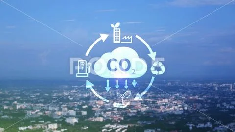 CO2 reducing icon with circular for decrease CO2 , carbon footprint and car.. Stock Image #277948196