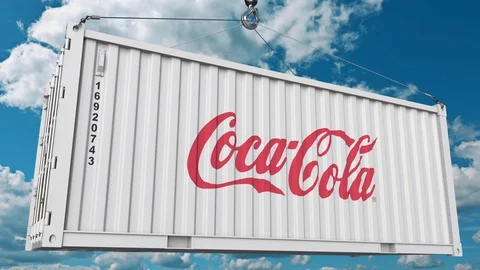 Coca-Cola logo on a container. Editorial... | Stock Video | Pond5