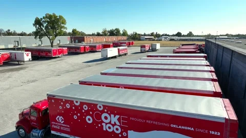 Coca Cola trucks at warehouse distributi... | Stock Video | Pond5