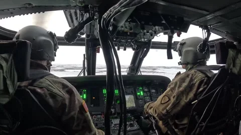 From the cockpit Army UH-60 Black Hawk p... | Stock Video | Pond5