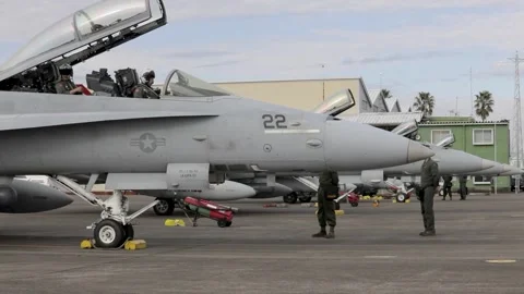 Cockpit canopy closing on U.S. Marines F... | Stock Video | Pond5