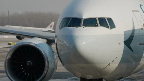 Cockpit, Engine of Cathay Boeing 777 Pas... | Stock Video | Pond5