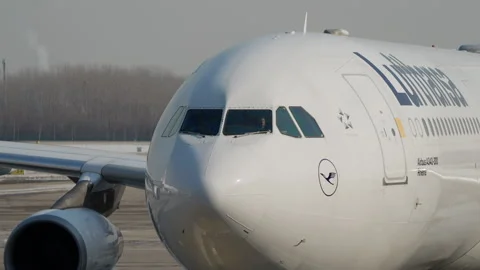 Cockpit, Engine of Lufthansa Airbus A340... | Stock Video | Pond5
