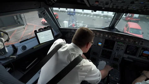 Cockpit, Flightdeck - Airbus A320 at Gat... | Stock Video | Pond5