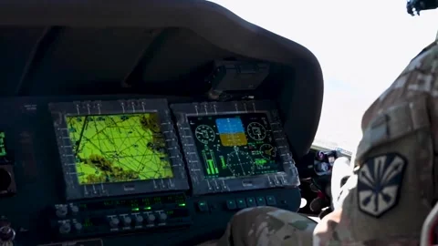 Cockpit footage of a U.S. Army pilot fly... | Stock Video | Pond5